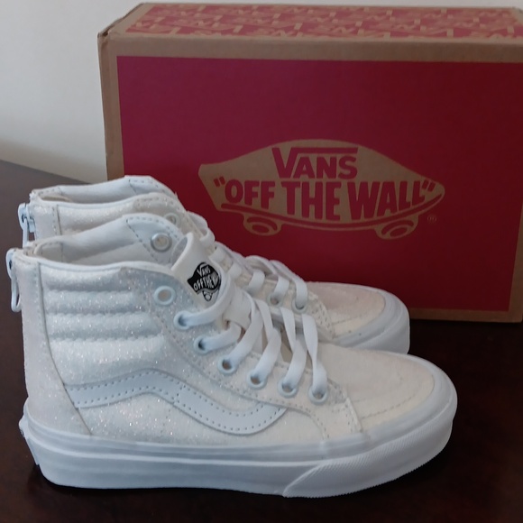 Vans | Shoes | Vans Last One Girls Sk8hi Zip Glitter White Various ...